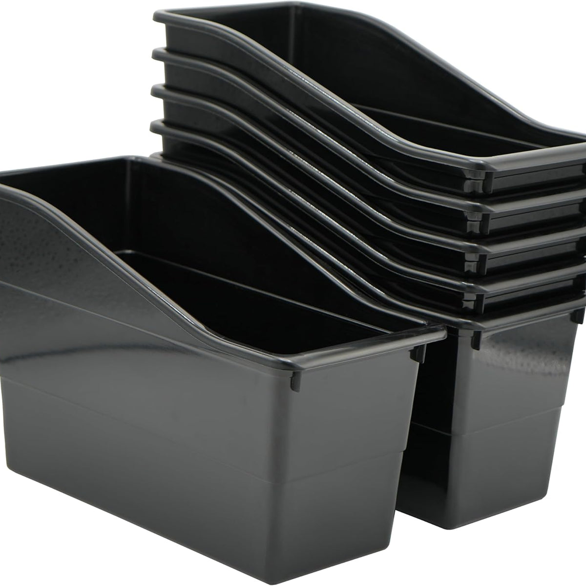 4E's Novelty 6 Pack Large Book Bin with Labels Plastic Bins for Books ...